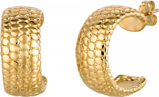 Download HD 18kt Yellow Gold Snake Skin Hoop Earring - Png Gold ...