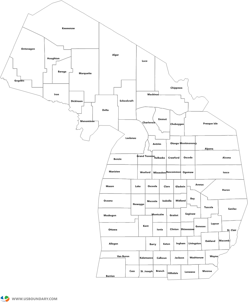 Download Michigan Counties Outline Map - Diagram - HD Transparent PNG ...