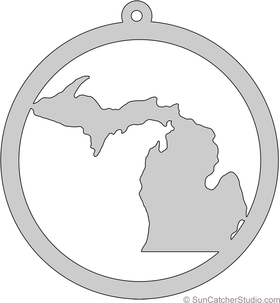 Download Michigan Map Circle Free Scroll Saw Pattern Shape State ...