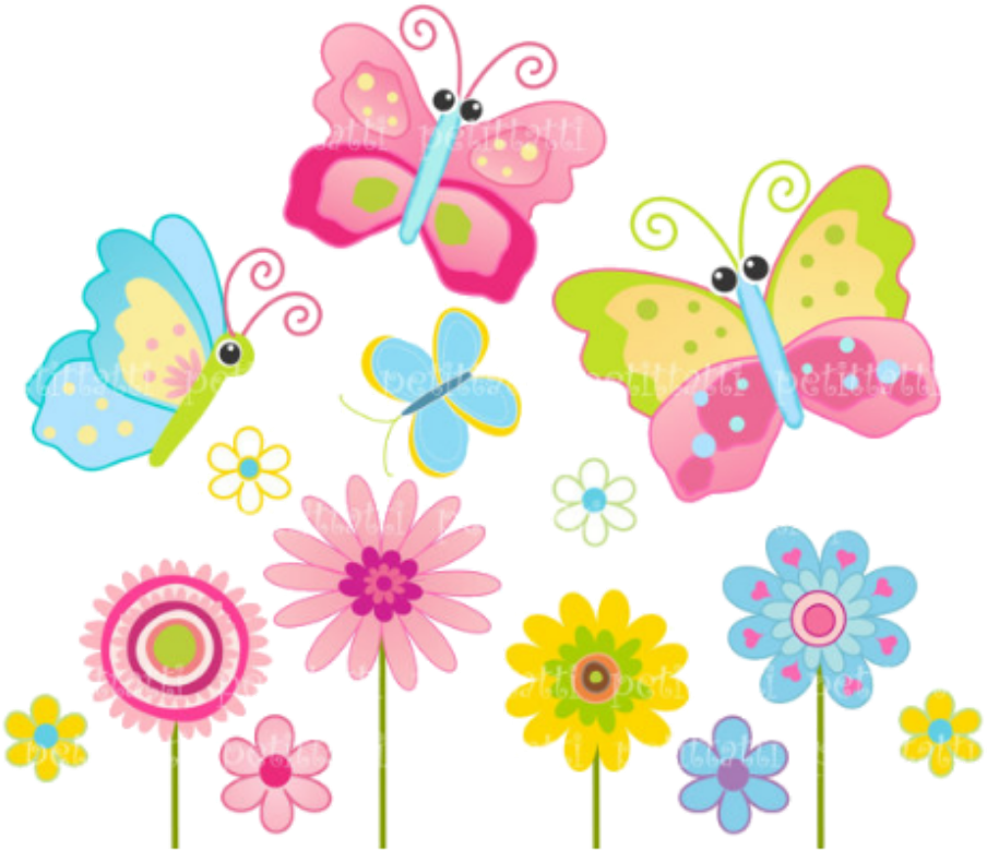 Download Cute Butterfly And Flower Clipart Png - Cute Butterfly Vector ...