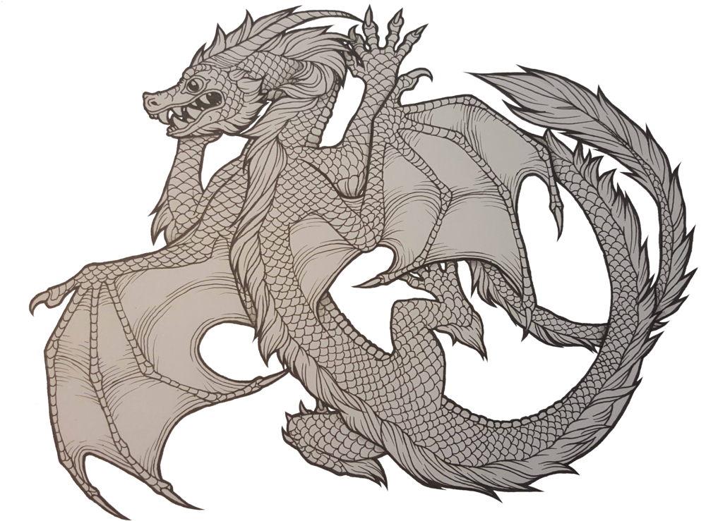 Download Ancient Drawing Dragon - Asian Dragon With Wings - HD ...