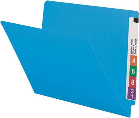 Download Blue End Tab Folder With Strip Label - Colored File Folders ...