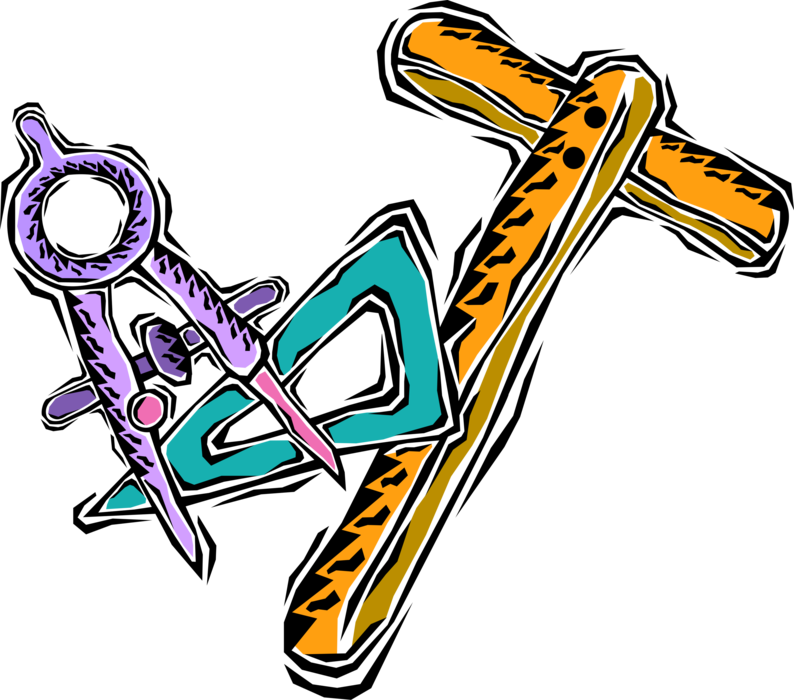 Download HD Vector Illustration Of Drafting Tools Compass, Protractor ...