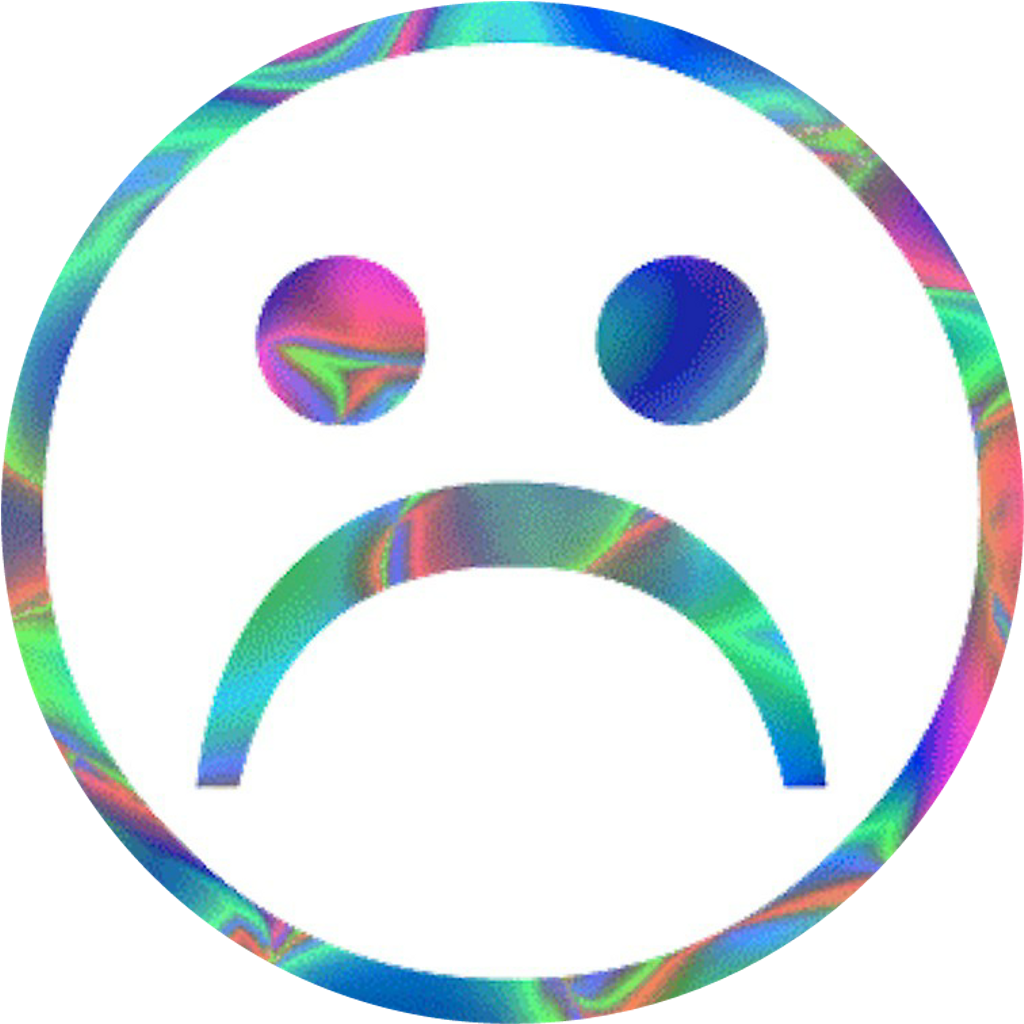 Download Sadface Smiley Sticker By Doublechin - Vaporwave Sad Face Png ...