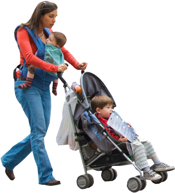 Download HD Woman With Stroller And Kids People Cutout, Cut Out ...