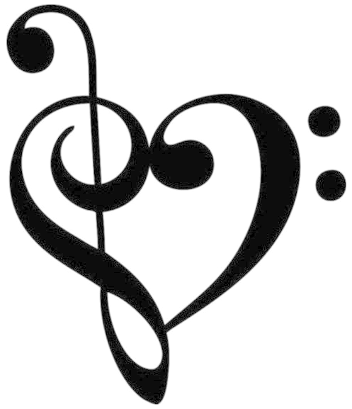 Download HD Music Notes Png File - Treble Clef Bass Clef Heart ...