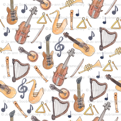 Download HD Musical Instruments In Watercolor - Watercolor Painting ...