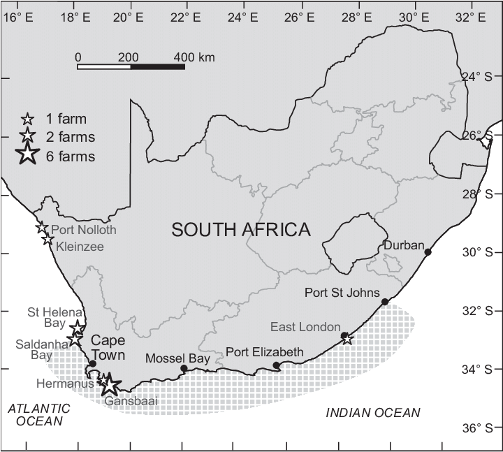 Download Map Of South Africa Showing The Natural Habitat Of - Haliotis ...