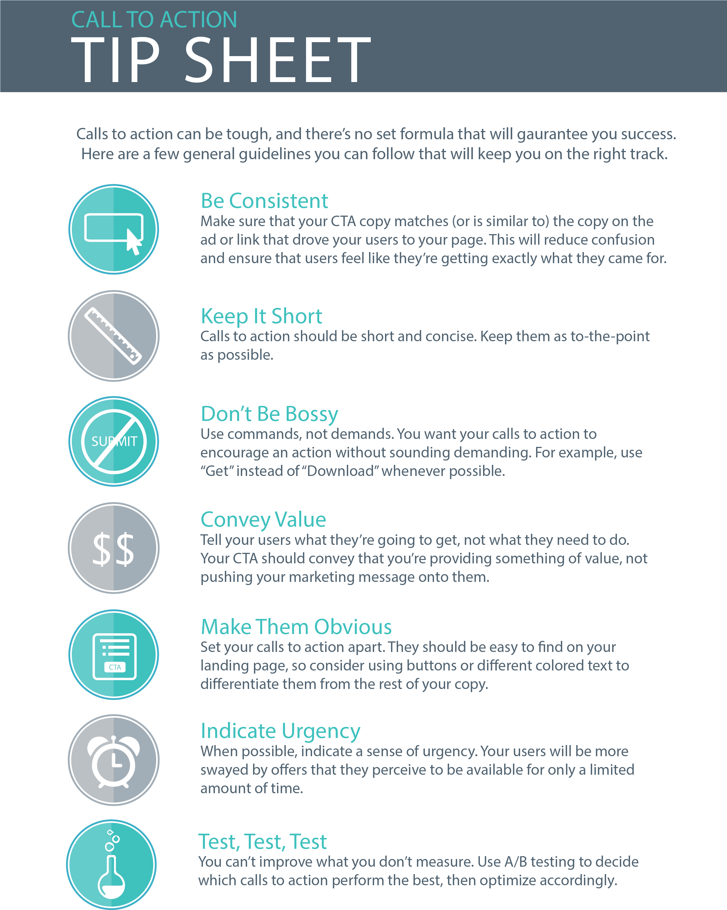 Download Landing Pages Cta Tip Sheet - Free Tip Sheet Template - HD ...