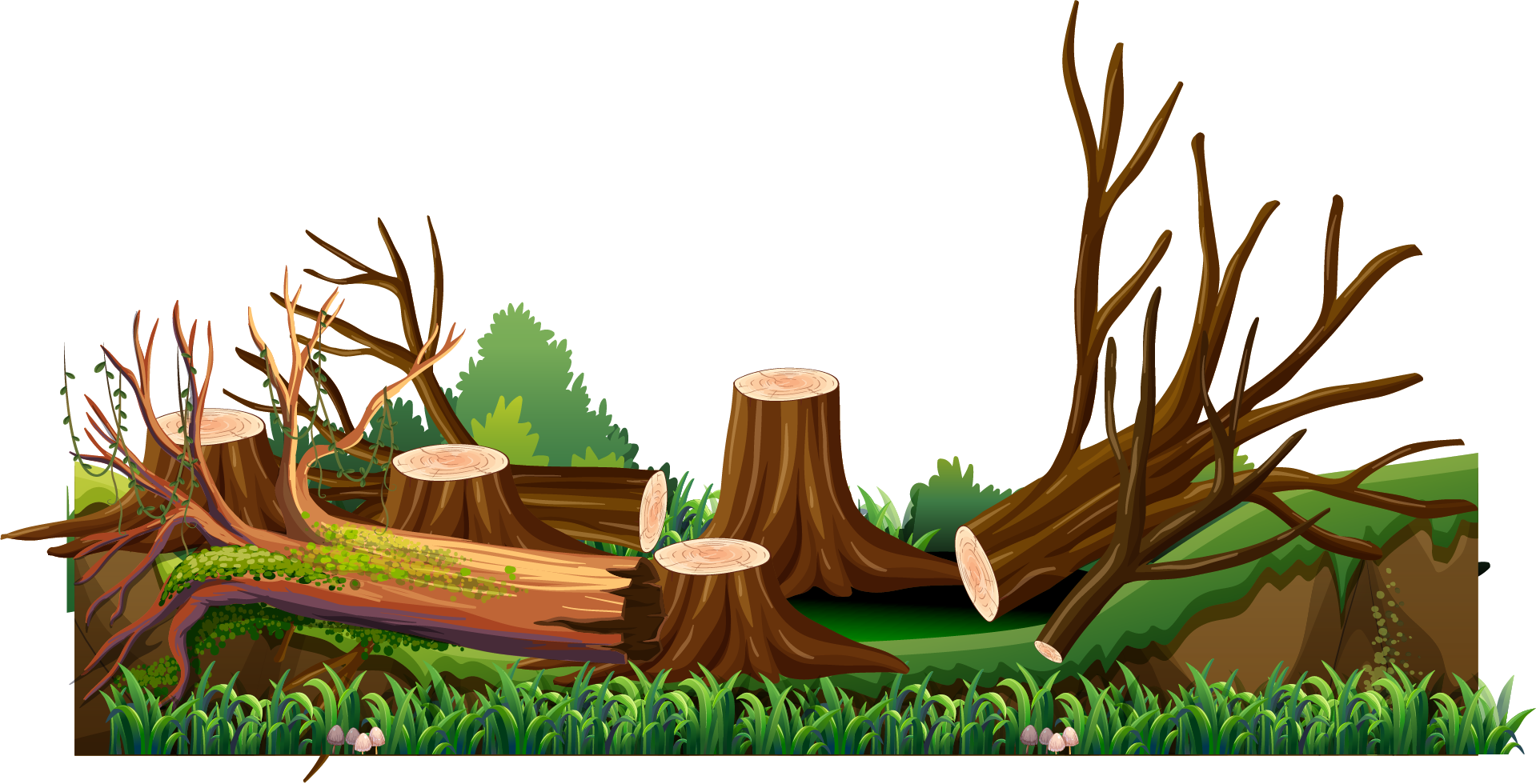 Download Vector Hand-painted Tree Cutting 1919*980 Transprent - Vektor ...