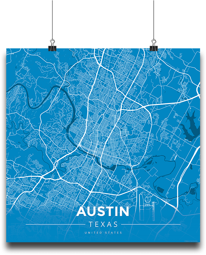 Download HD Premium Map Poster Of Austin Texas - Graphic Design ...