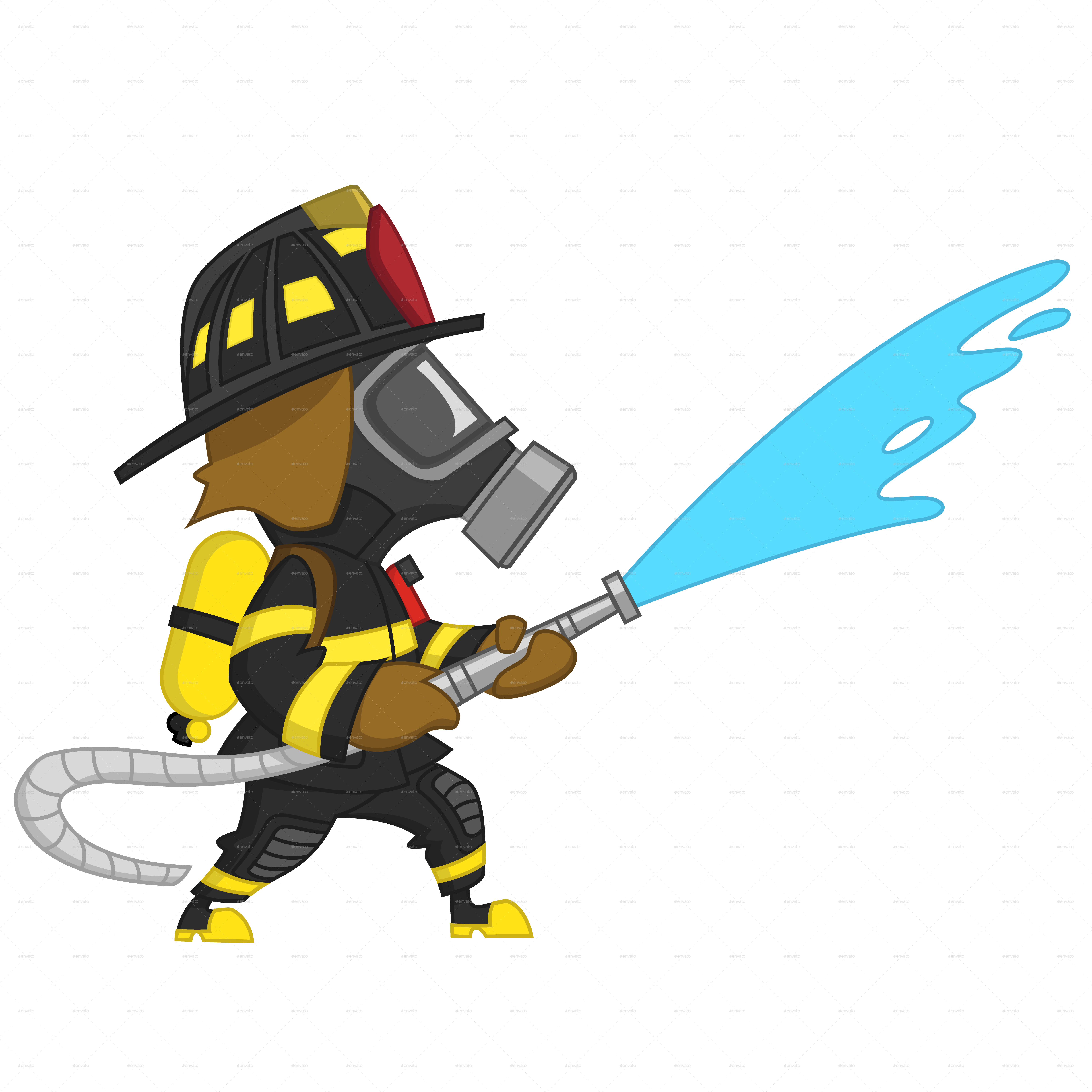 Download HD Firefighter By Gatts - Fire Fighter Cartoon Png Transparent ...
