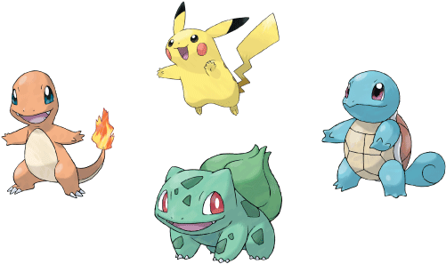 Download Kanto Starter Pokémon - Kanto Starters And Pikachu - HD ...