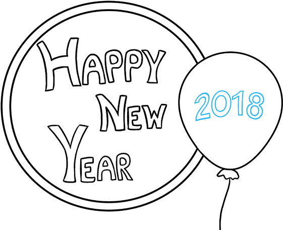 Download HD How To Draw Happy New Year - Drawing Transparent PNG Image ...