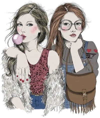 Download HD The Girl For Bags - Two Girls Best Friends Transparent PNG ...