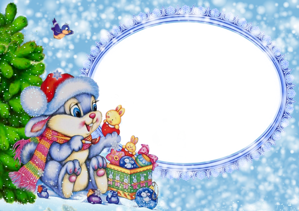 Download Transparent Christmas Kids Photo Frame With Bunny Children ...
