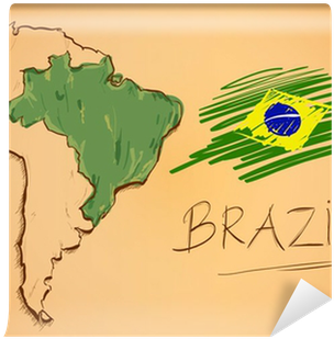 Download Brazil Map And National Flag Vector Wall Mural • Pixers ...