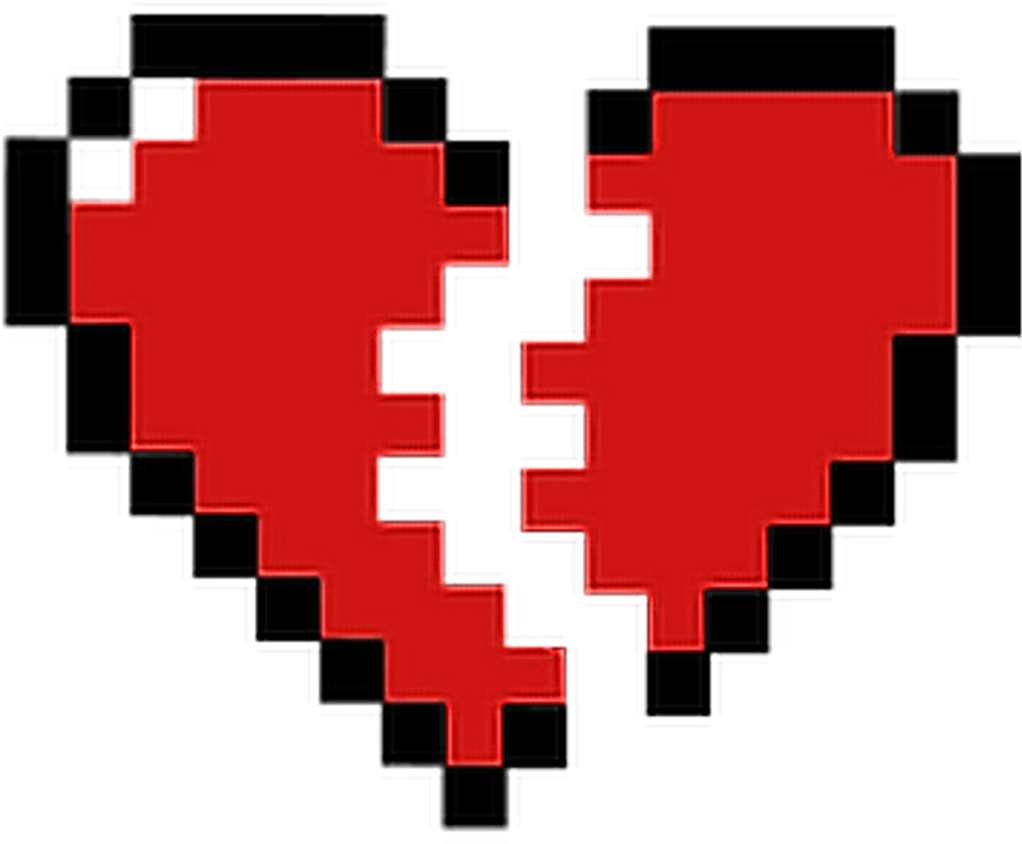 Download Red Pixelated Broken Heart Redheart Brokenheart Freetoe ...