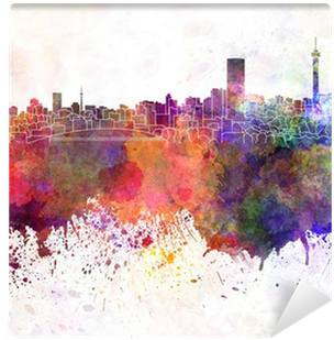 Download HD Johannesburg Skyline In Watercolor Background Wall ...
