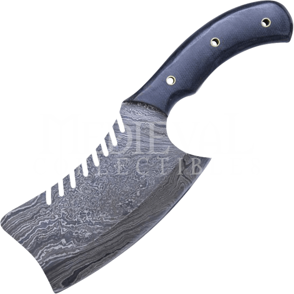 Download Serrated Damascus Steel Cleaver Knife - Cleaver - HD ...