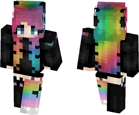 Minecraft Rainbow Hair Girl Skins