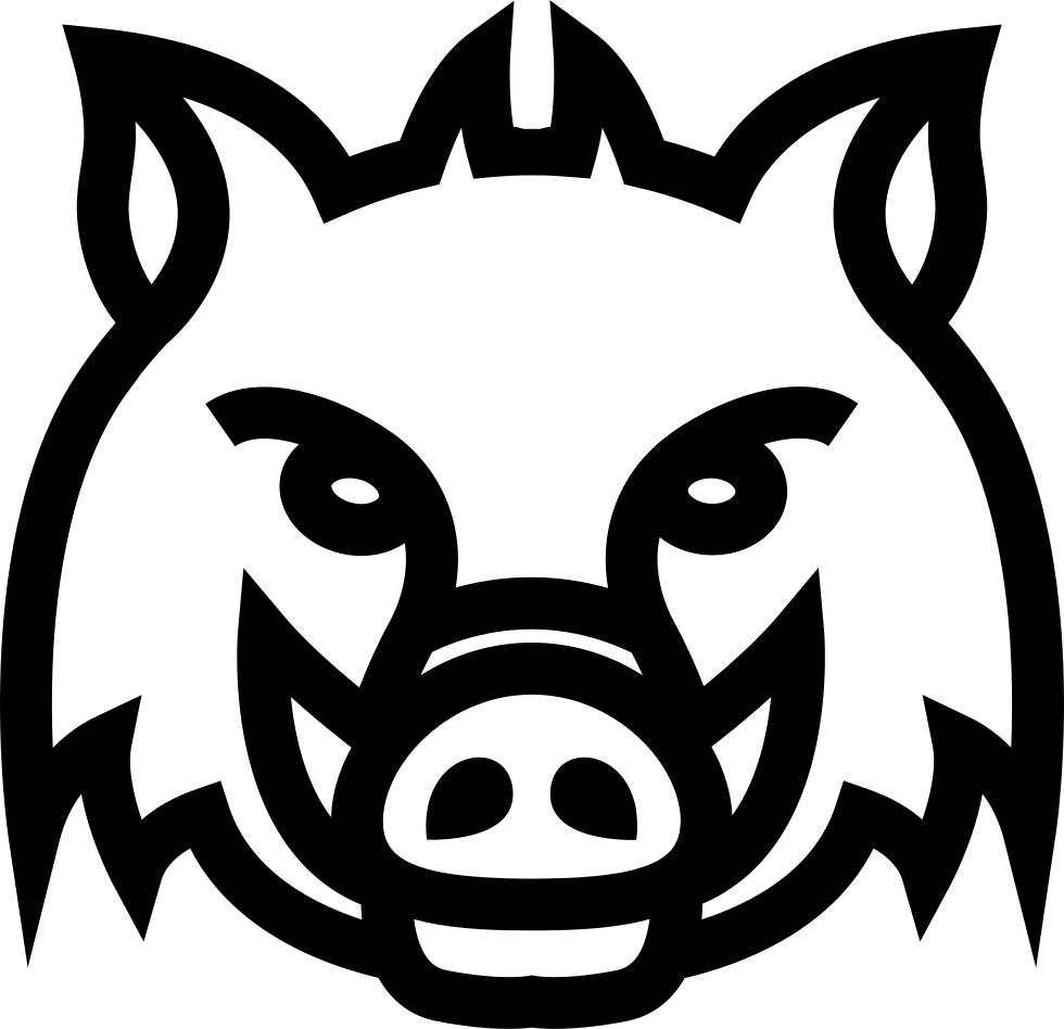 Download Wild Boar Head Frontal Outline Comments - Boars Head Drawing ...