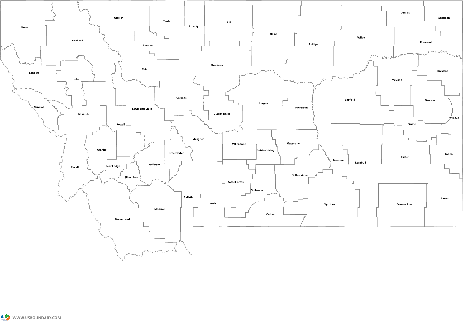 Download Montana Counties Outline Map - Montana County Map Printable ...