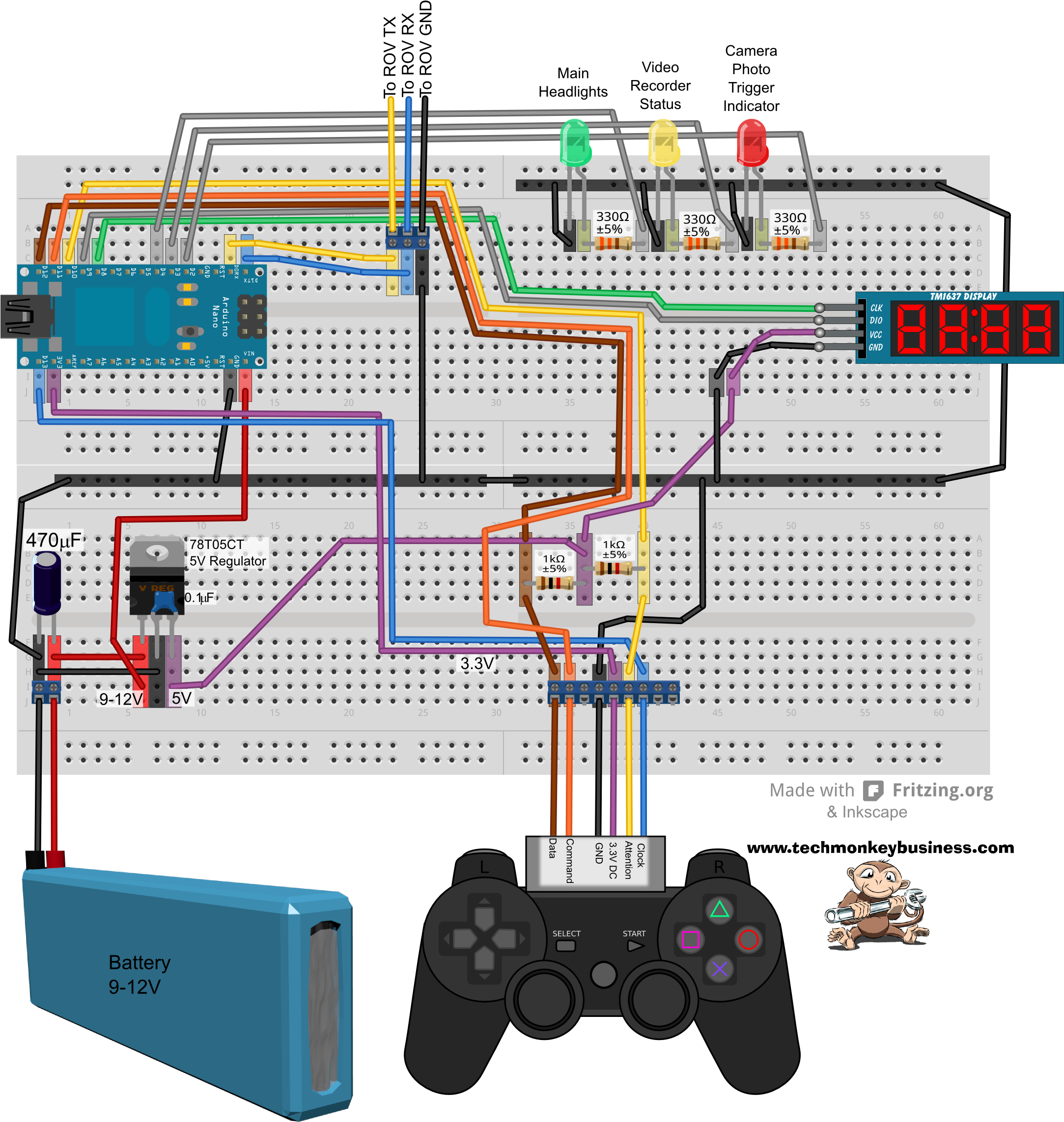 Download HD Topside Circuit Breadboard Layout - Arduino Nano Ps2 ...