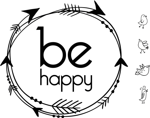 Download Be Happy Png Black And White Download - Rustic Circle With ...
