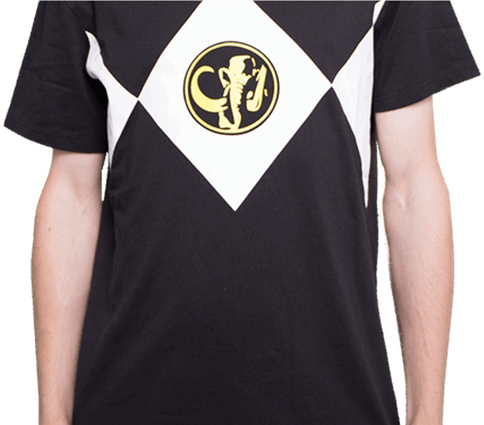 Download HD Mighty Morphin' Power Rangers Black Ranger Men's T - Power ...