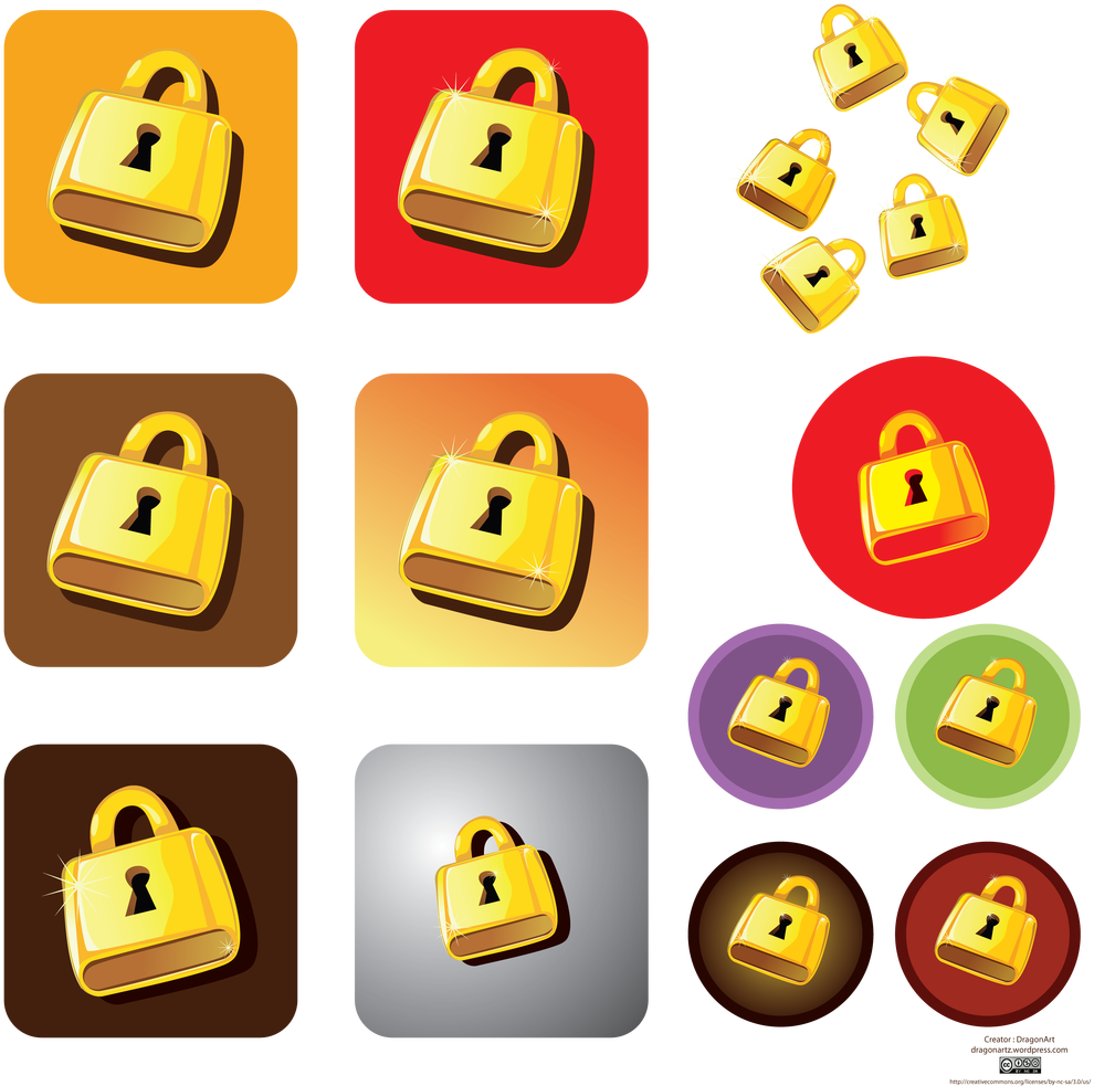 Download This Templates Is Golden Vector About Lock, Padlock, - Free ...