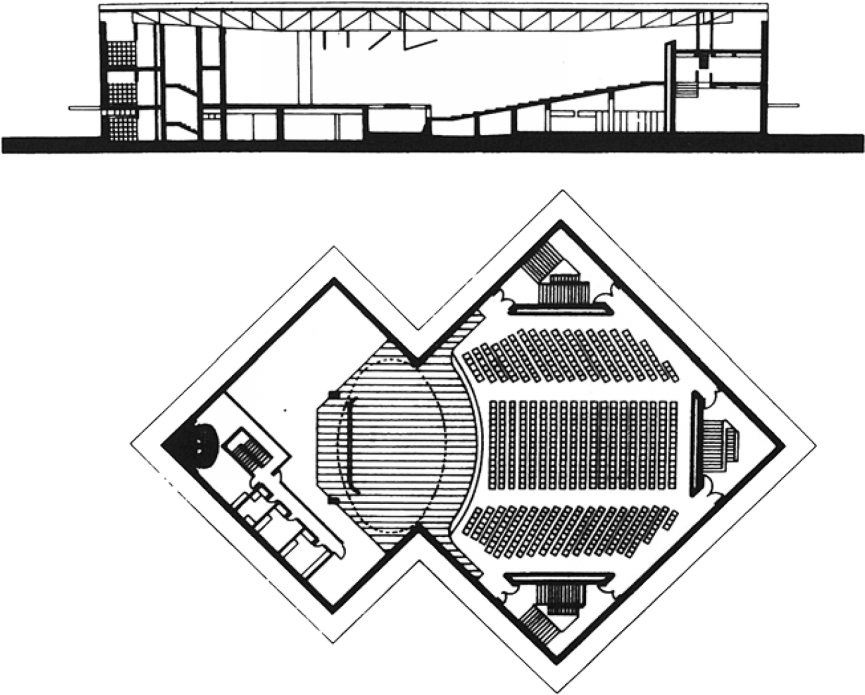Download Plan And Section From Vistāra - Tagore Hall Ahmedabad ...