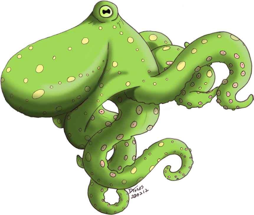 Download HD Green Octopus By Towers - Green Cartoon Octopus Png ...