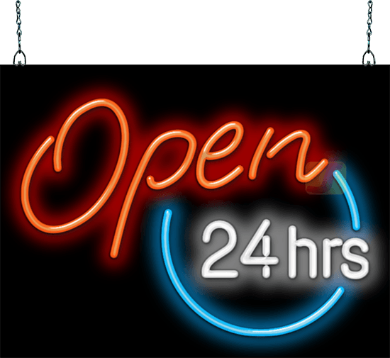 Download Open 24 Hours Neon Sign - HD Transparent PNG - NicePNG.com