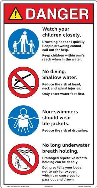 Download HD 4 Symbol Pool Entrance Indoor Safety Sign 19 In X 10 - Pool ...