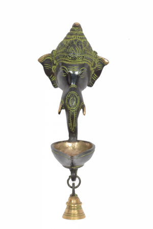 Download Ganesh Wall Hanging Deepak With Bell - Bronze Sculpture - HD ...