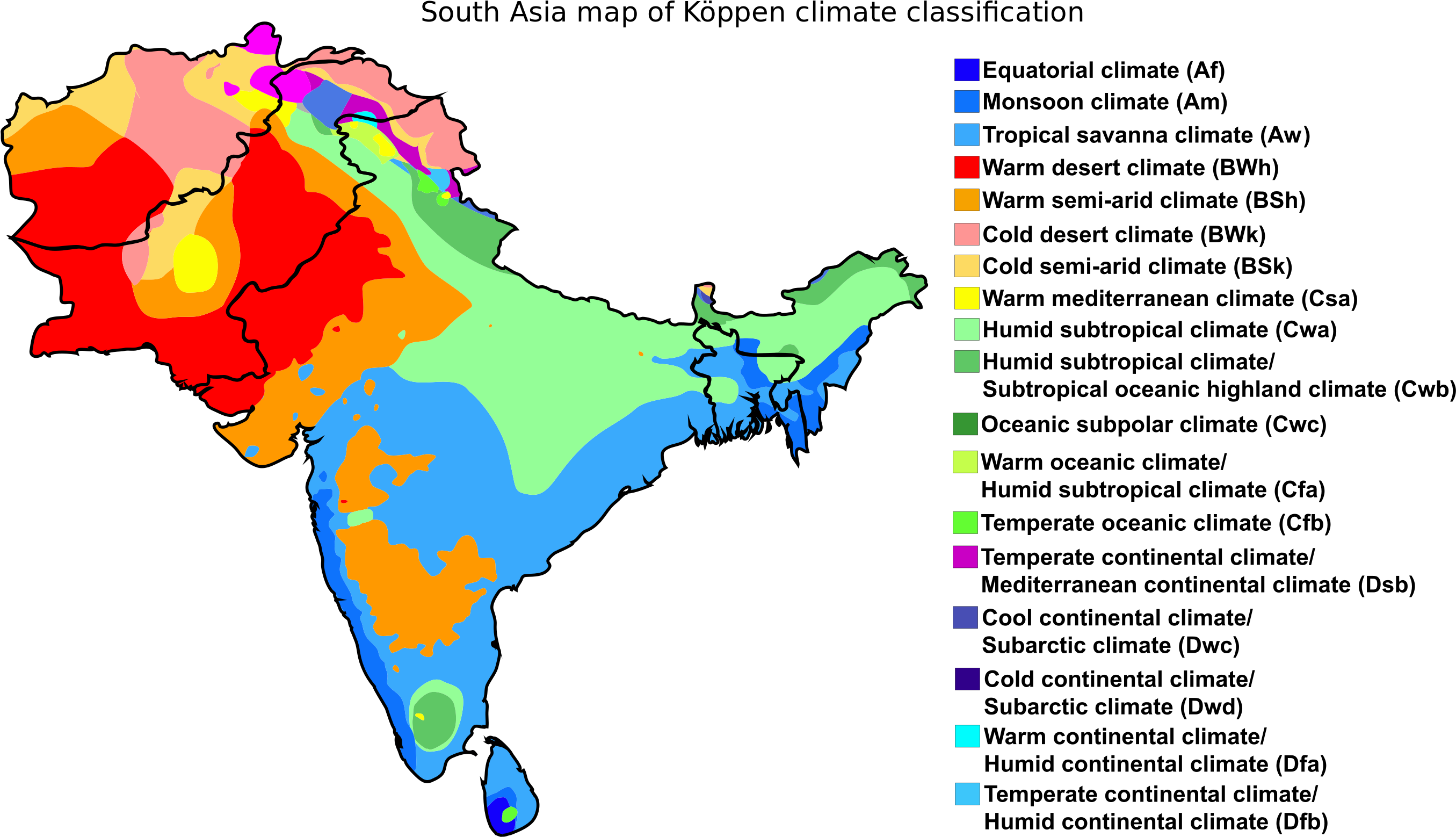 Download HD South Asia Map Of Köppen Climate Classification [2760 ...