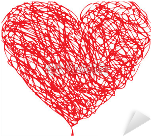 Download Red Heart Scribble With Lines Texture On White Background ...