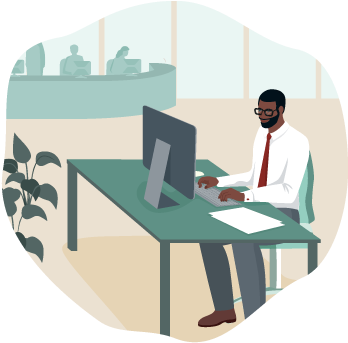 Download A Man Working At His Desk In An Office - Sitting - HD ...