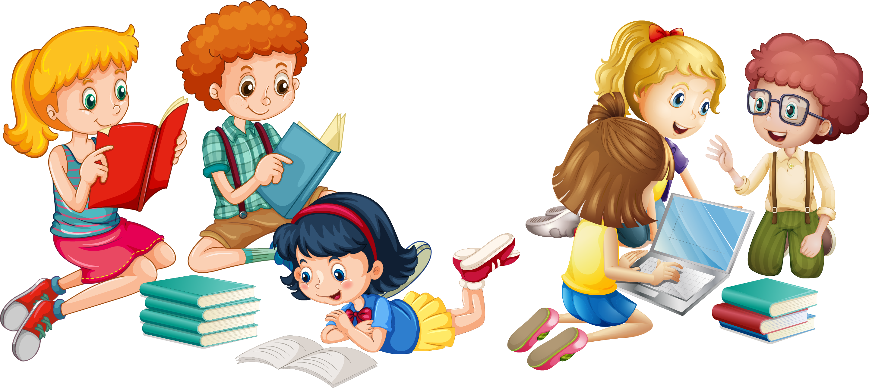 Download HD Crianças - Kids Reading Books Clipart Transparent PNG Image ...