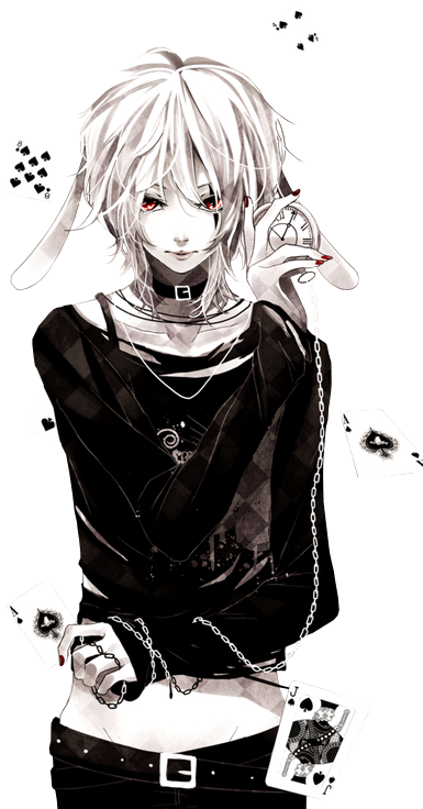 Download Fanart Anime Cards Black & White - Anime Boy Playing Cards ...