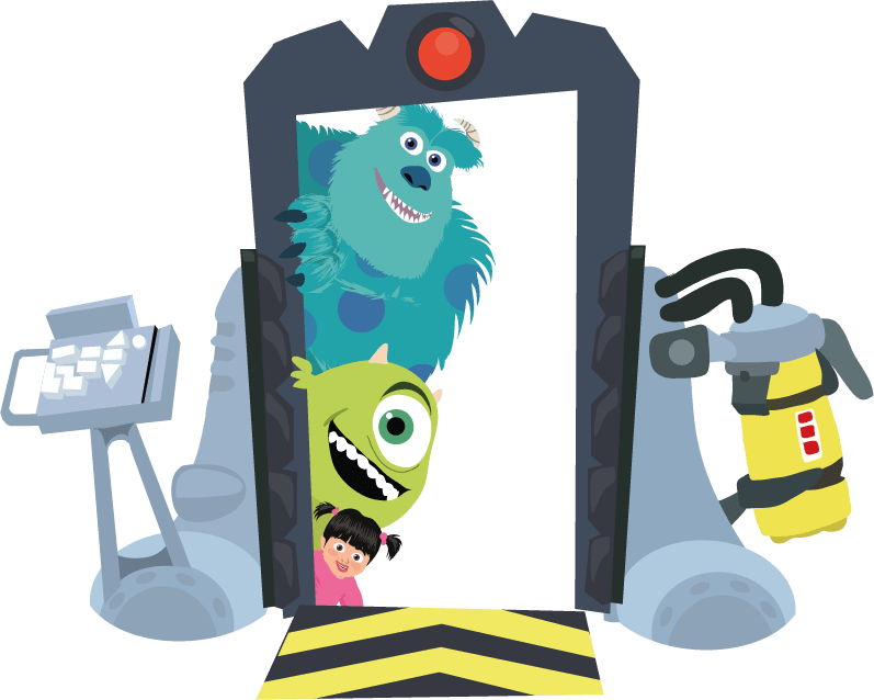 Download Illustration Of Sulley, Mike And Boo On The Boo's Door ...