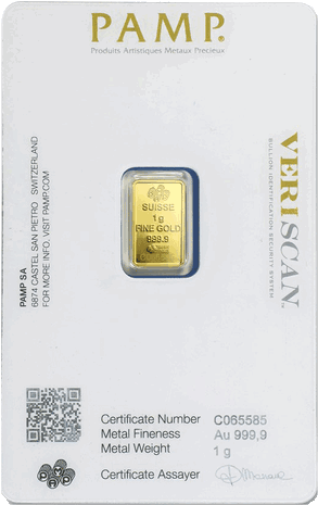 Download Gold Bar 1 Gram Pamp Suisse - Pamp Veriscan - HD Transparent ...