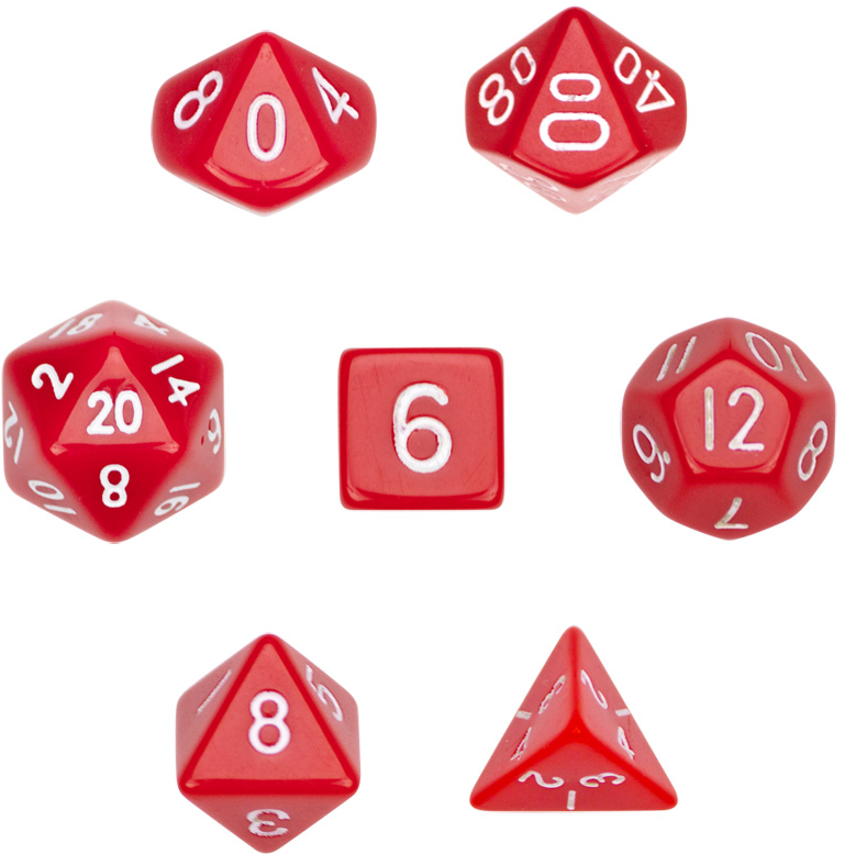 Download 7 Die Polyhedral Dice Set In Velvet Pouch- Opaque Red - 7 Die ...