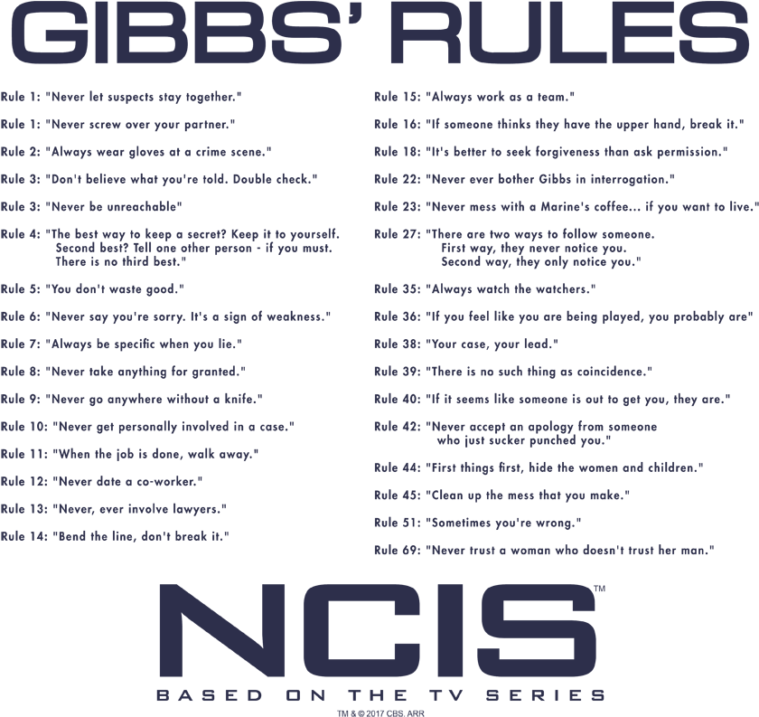 Download Ncis Gibbs Rules Men's Regular Fit T-shirt - Gibbs Rules - HD ...