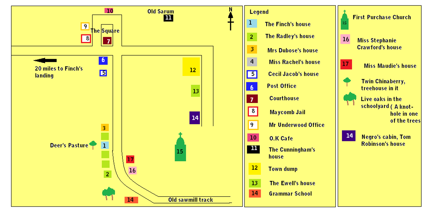 Download Map Of Maycomb, Alabama - Kill A Mockingbird Map Of Maycomb ...