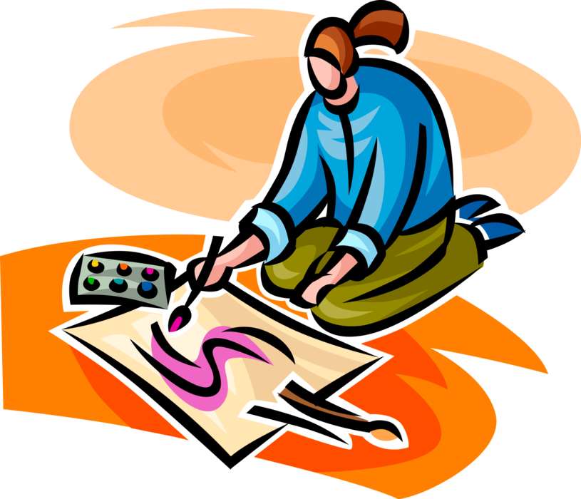 Download HD Vector Illustration Of Visual Arts Artist Painting ...
