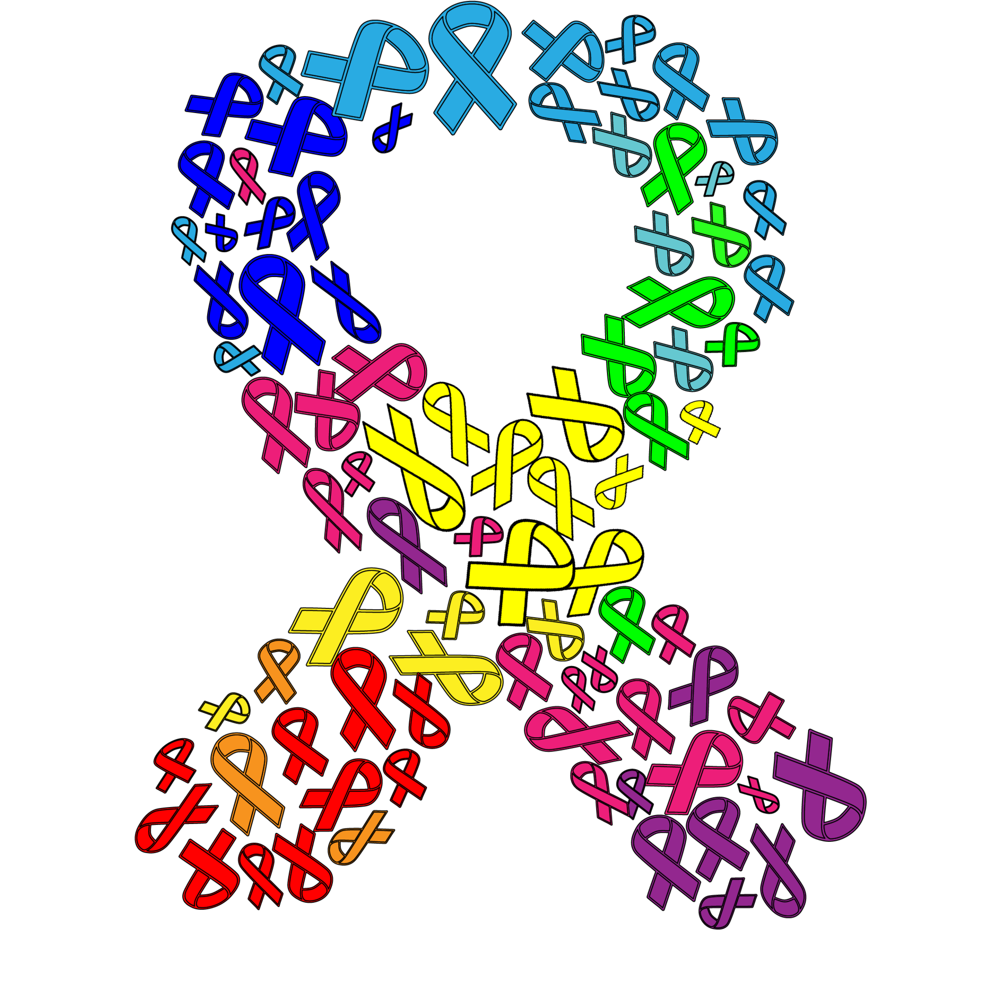 Download HD Multi-colored Cancer Ribbon Grapic - Multi Color Cancer ...