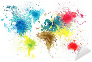 Download 24 X 16 - Colorful World Map Canvas Print 3 Panel Split, - HD ...