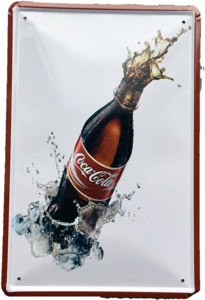 Download Metalen Bord Coca Cola Splash Bottle 20x30cm - Coca Cola - HD ...